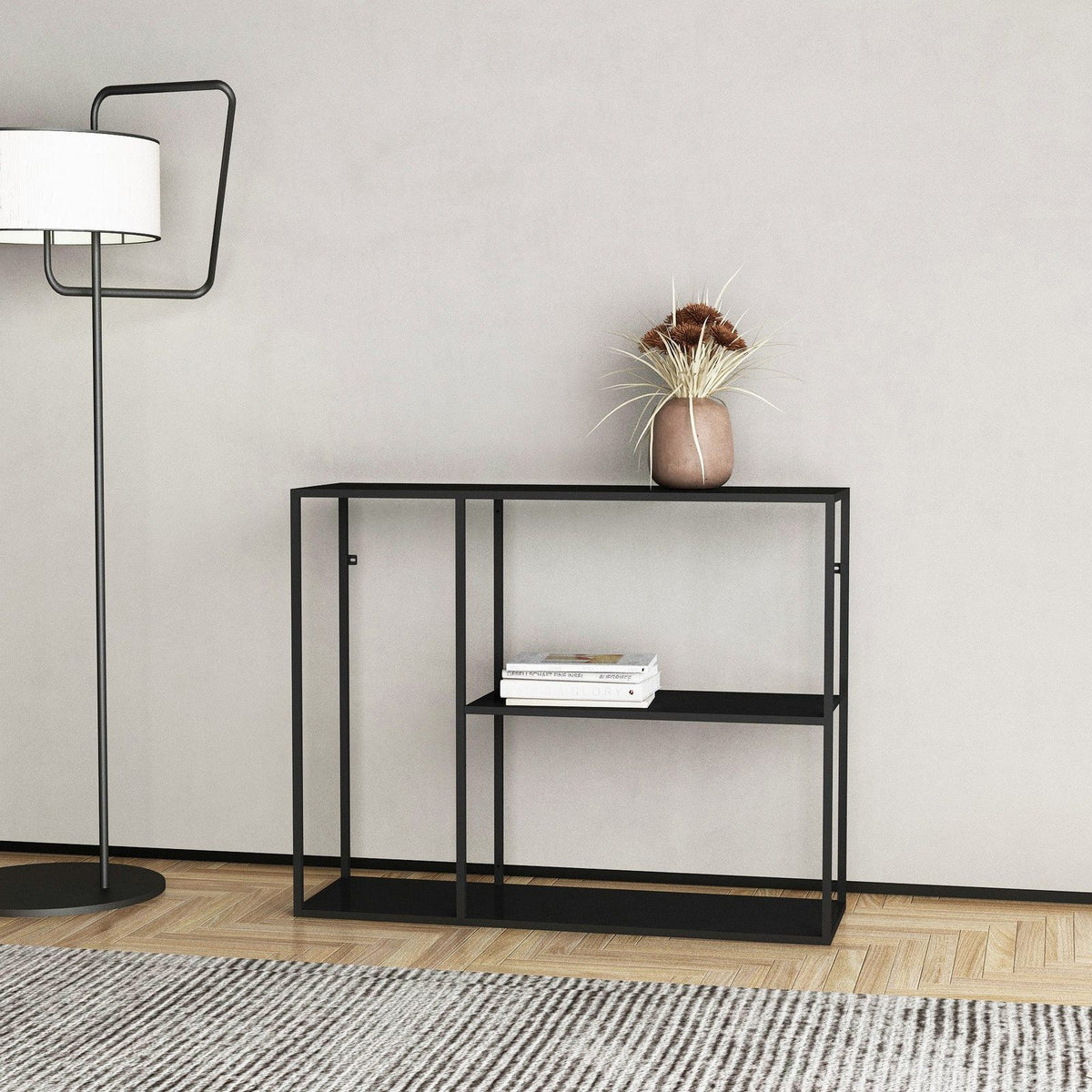 3-Tier Steel Console Table - Black | Displaysense – The Urban Mill
