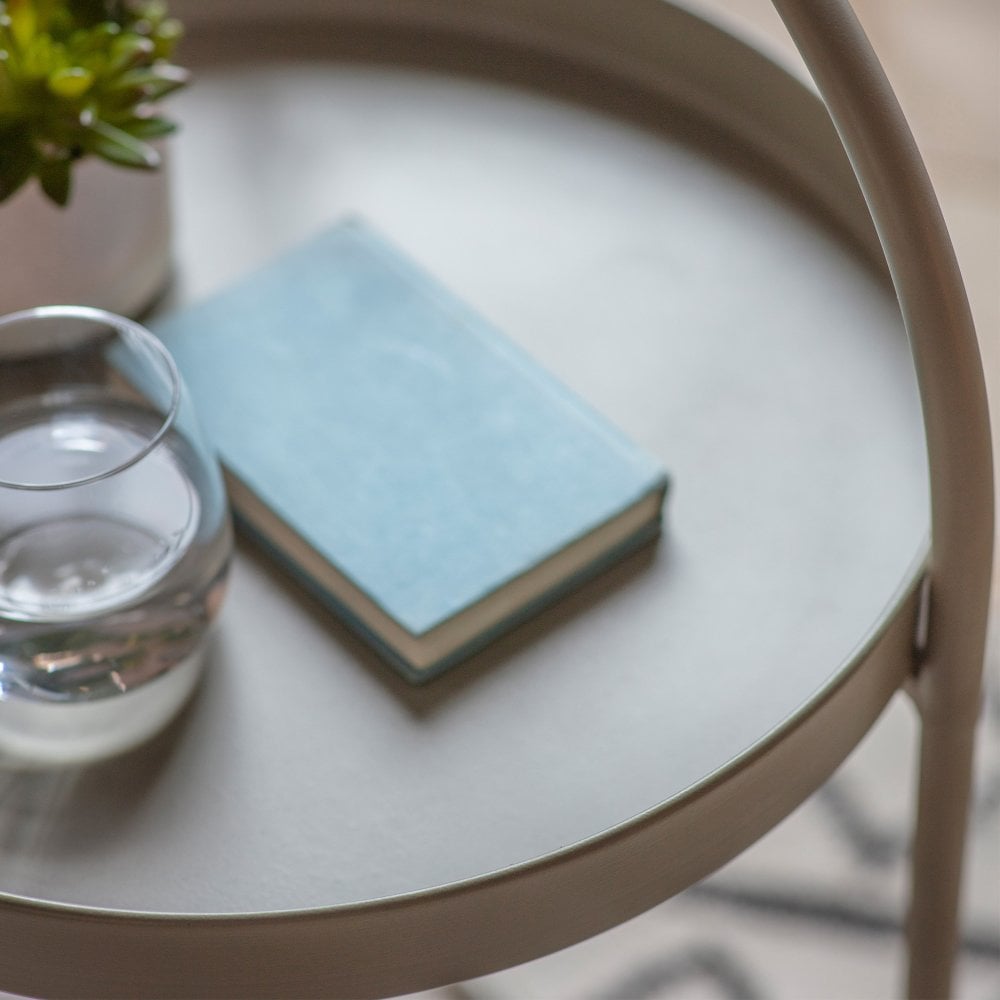 Modern Round Side Table with Handle - Taupe – The Urban Mill