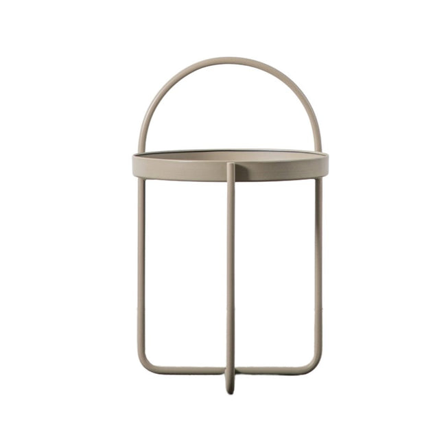 Modern Round Side Table with Handle - Taupe – The Urban Mill