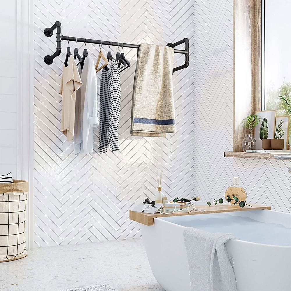 Pair of Wall Mounted Industrial Pipe Clothing Rail – The Urban Mill